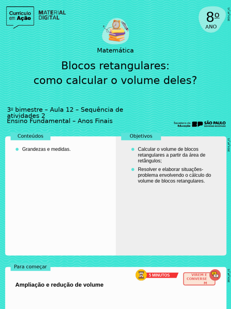 Aula 12 - Blocos Retangulares Como Calcular o Volume Deles | PDF