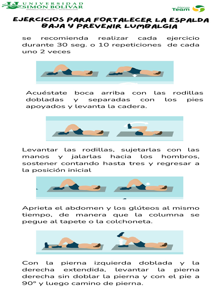 infografía de lumbalgia ejercicios | PDF