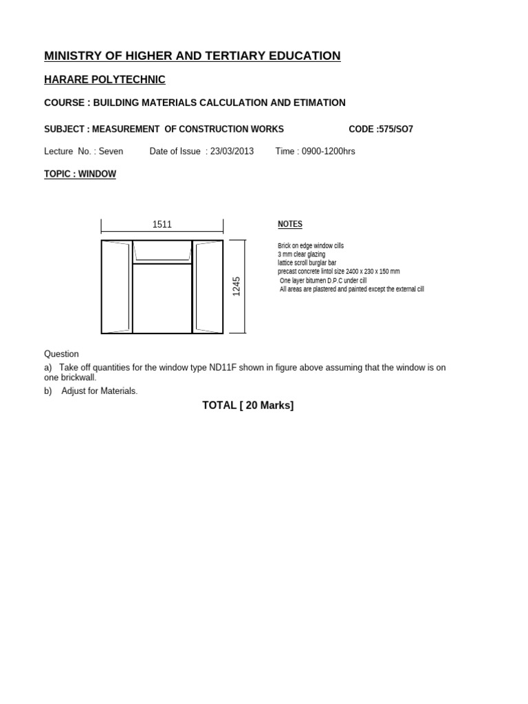 Window Take-Off | PDF