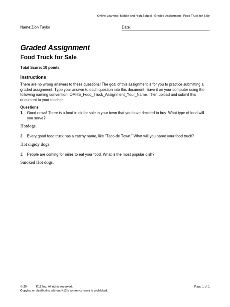 Graded Assignment: Food Truck For Sale | PDF