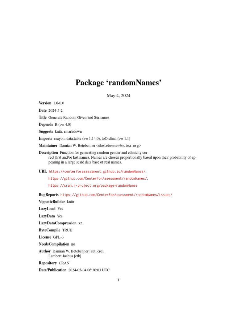 Randomnames - Generate Random Given and Surnames | PDF