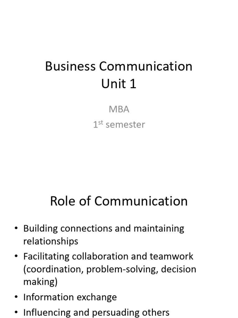 Unit 1 - Business Communication | PDF | Communication | Science & Mathematics