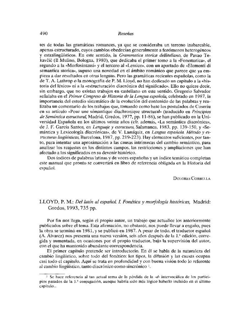 Lloyd P M Del Latin Al Espanol I Fonetica y Morfol | PDF