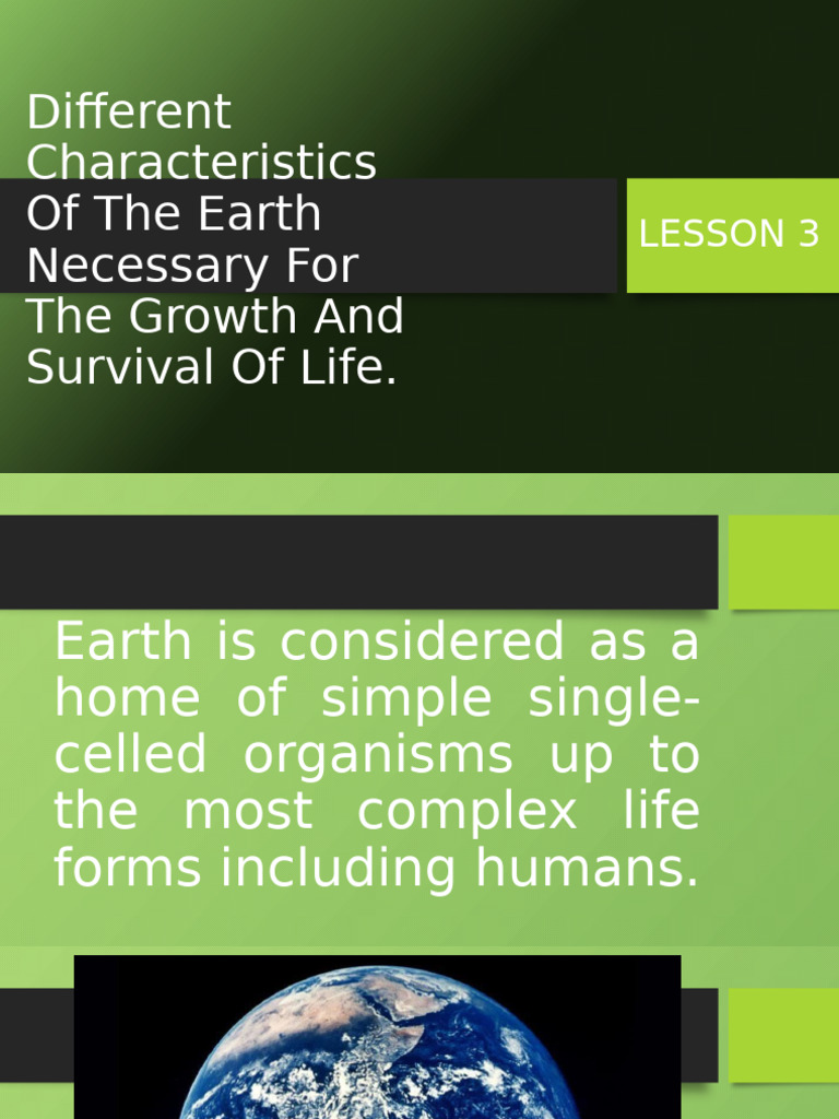 Lesson 3 Different Characteristics of The Earth | PDF