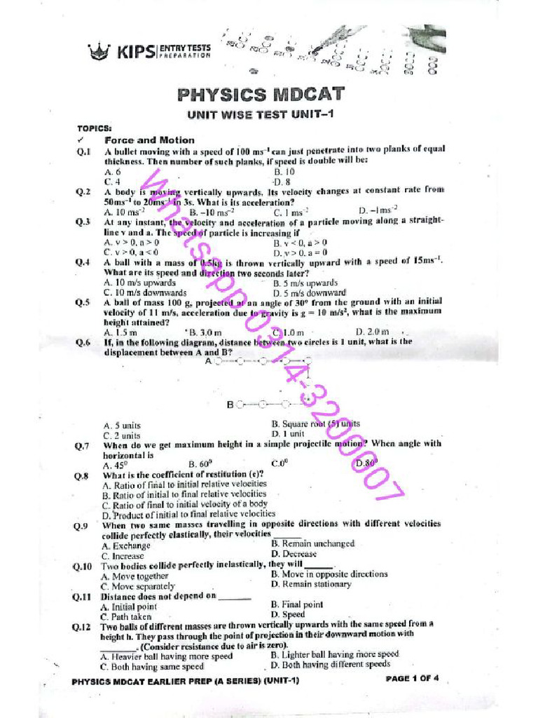 KIPS EP 2024 Physics + Key | PDF