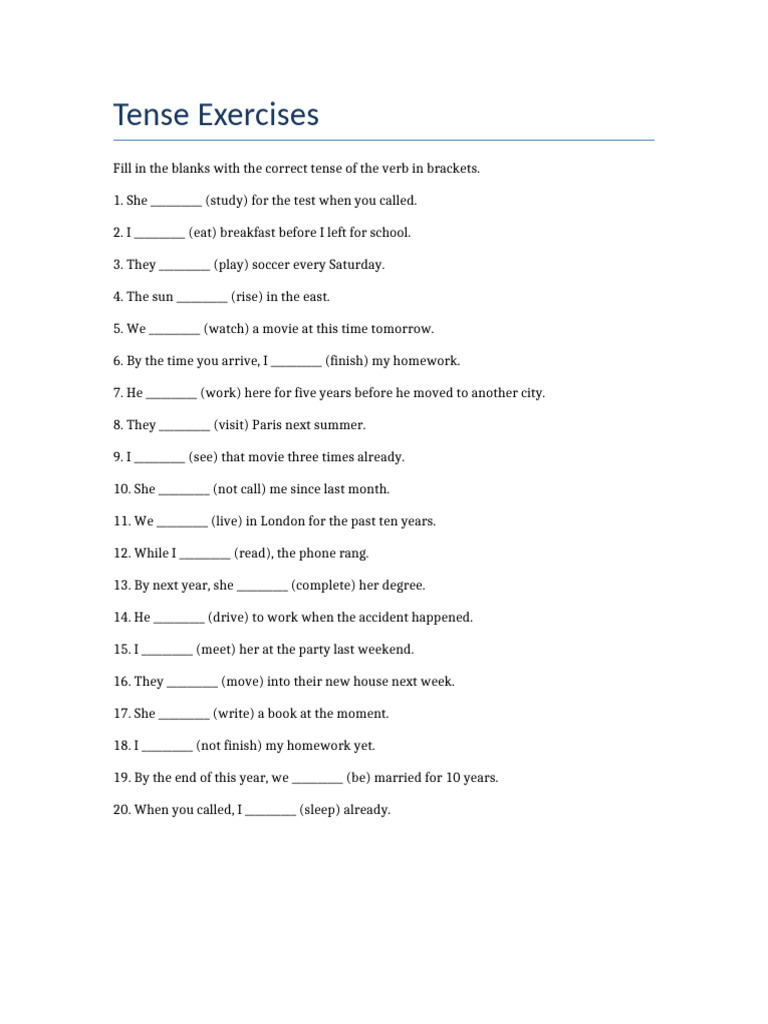 Tense Exercises | PDF