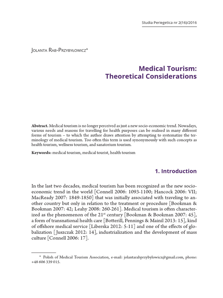 Medical Tourism Theoretical Conside | PDF