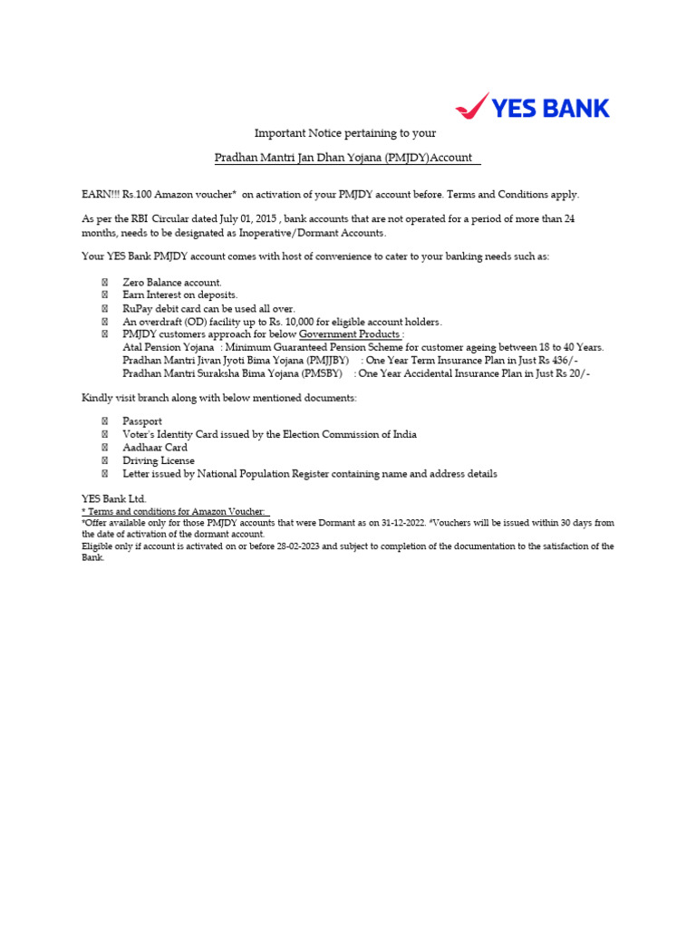 Activate PMJDY Account for Rs.100 Voucher | PDF | Business