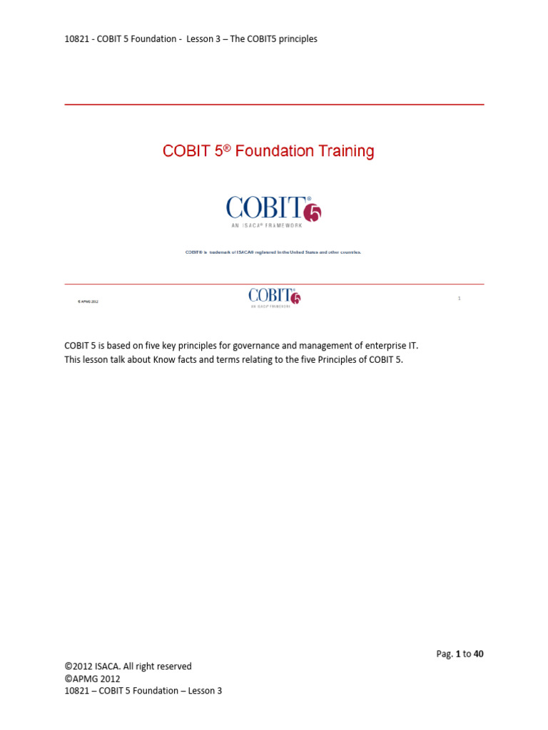 Lesson 3 - The COBIT5 Principles | PDF