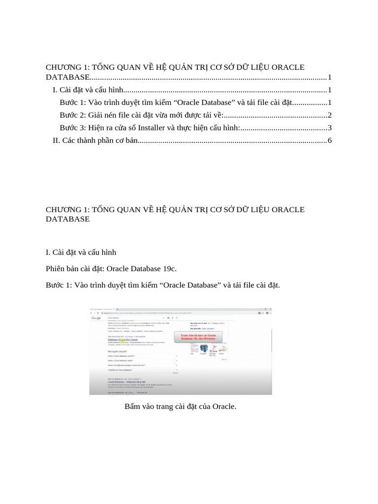 Mạnh - C1 - Cài đặt Oracle Database, các tp cơ bản | PDF