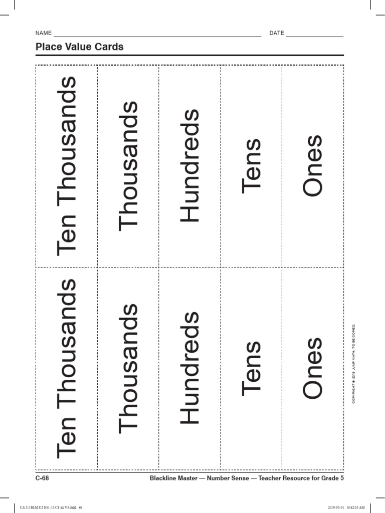 BLM Place Value Cards | PDF