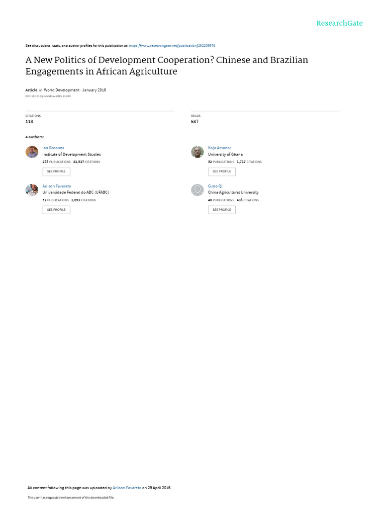 A New Politics of Development Cooperation Chinese | PDF | China | World ...