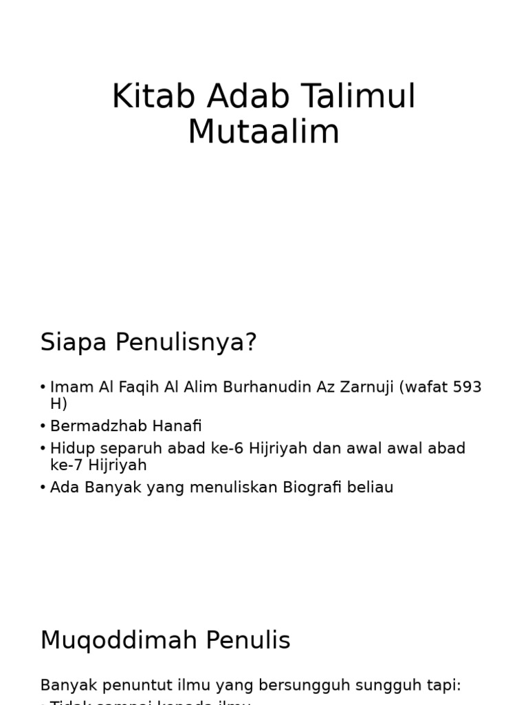 Kitab Adab Talimul Mutaalim | PDF