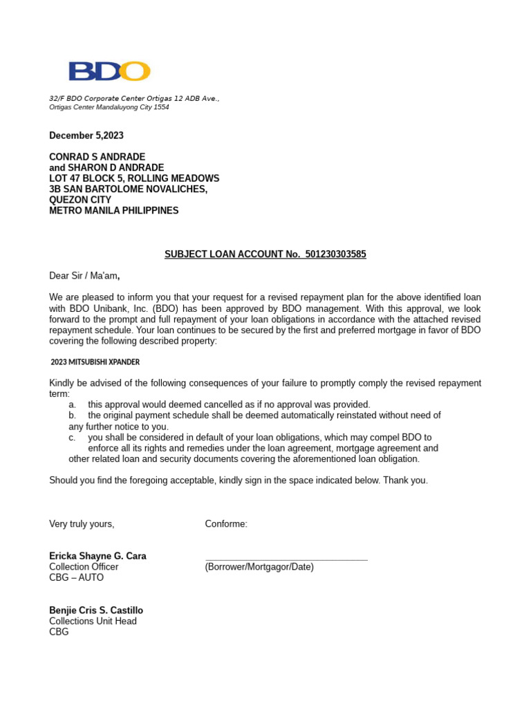 Conforme Letter-Conrad Andrade | PDF