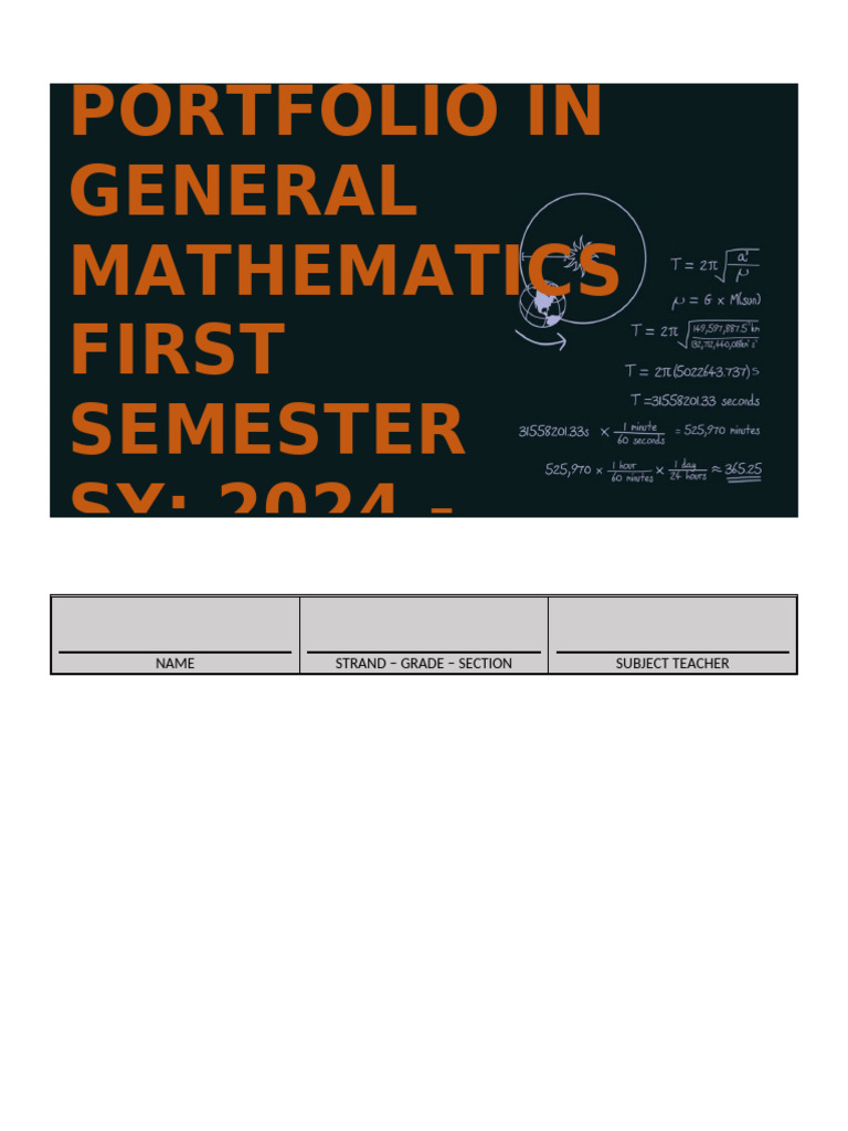 Gen.math Portfolio Format SY 2024 2025 | PDF