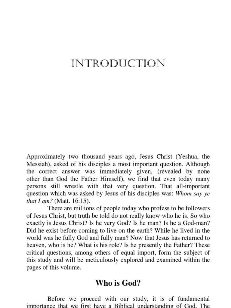 Jesus Christ Is Not God: Introduction (Excerpt) | PDF | Deities | God
