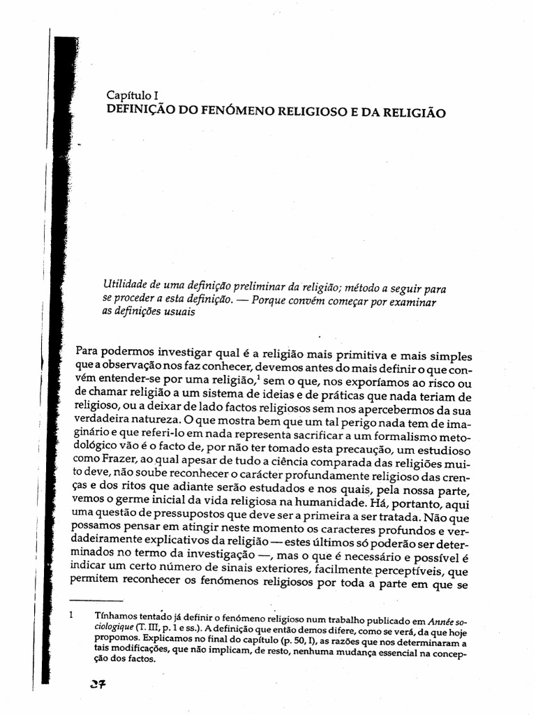 Durkheim, Emille - Definicao Do Fenomeno Religioso e Da Religiao | PDF