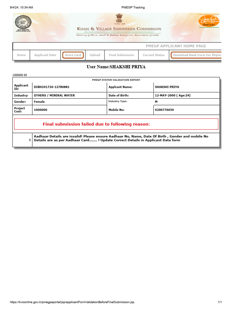 PMEGP Tracking | PDF