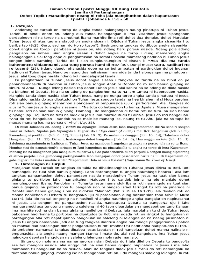 Epistel 18 Agust 2024 Jamita Partangiangan | PDF