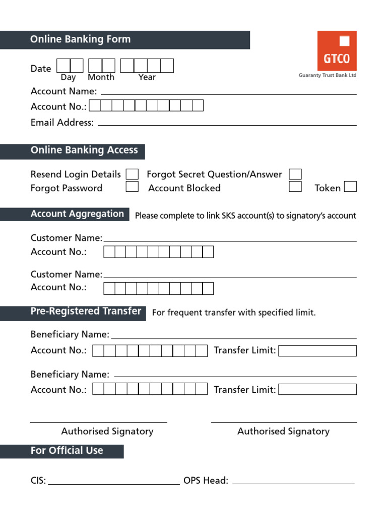 Online Banking Form | PDF
