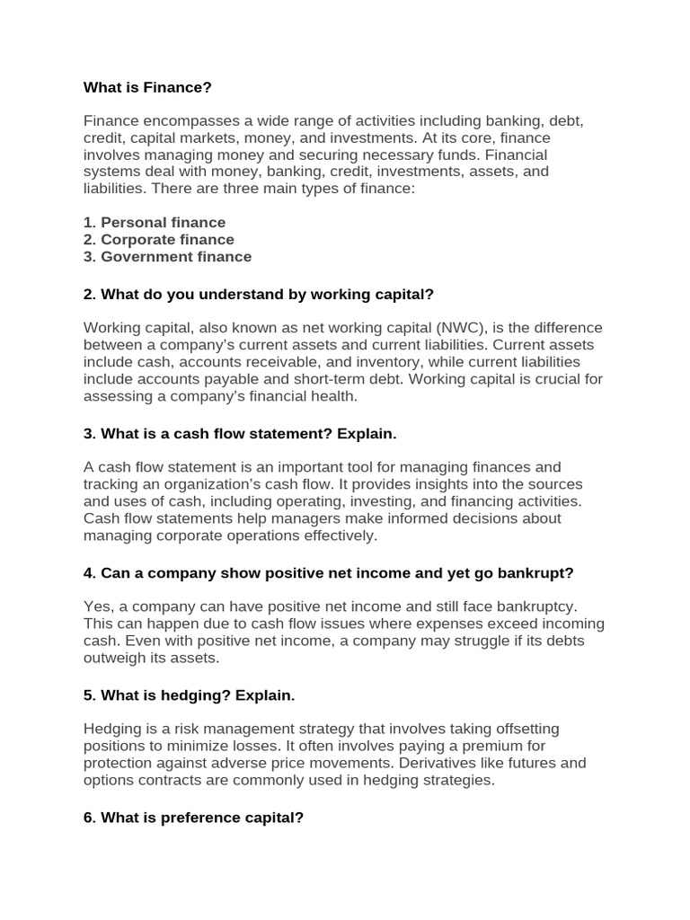 Interview Question For Finance | PDF