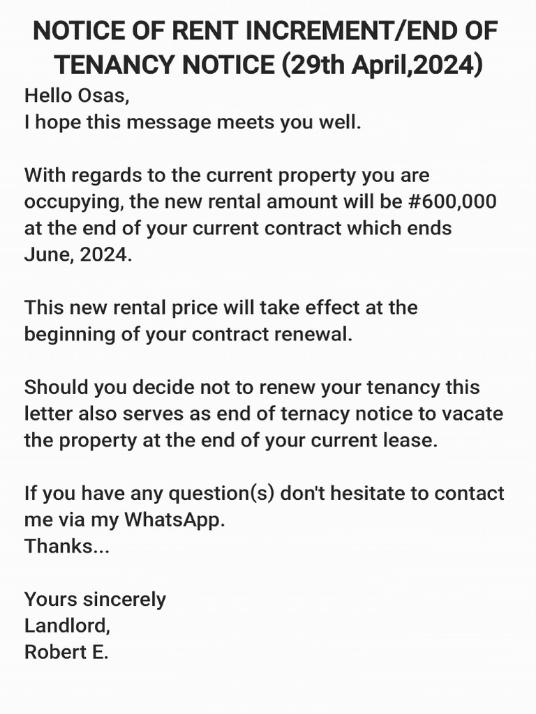 Tenancy Notice | PDF