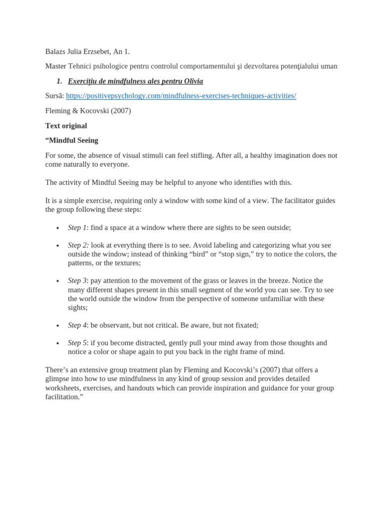 Mindful Seeing Exercise Guide | PDF | Mindfulness | Self-Improvement