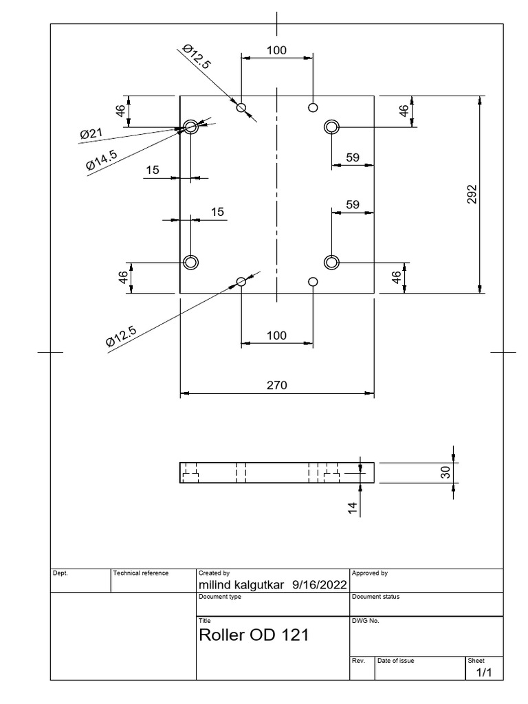 Roller OD 121 Drawing v1 | PDF