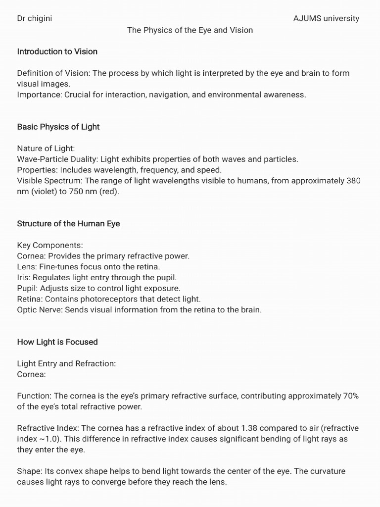 Physics of eye and vision | PDF
