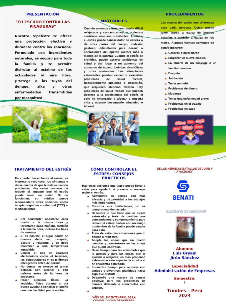 Triptico Repelente Casero | PDF | Estrés (biología) | Relaciones personales, crianza y ...