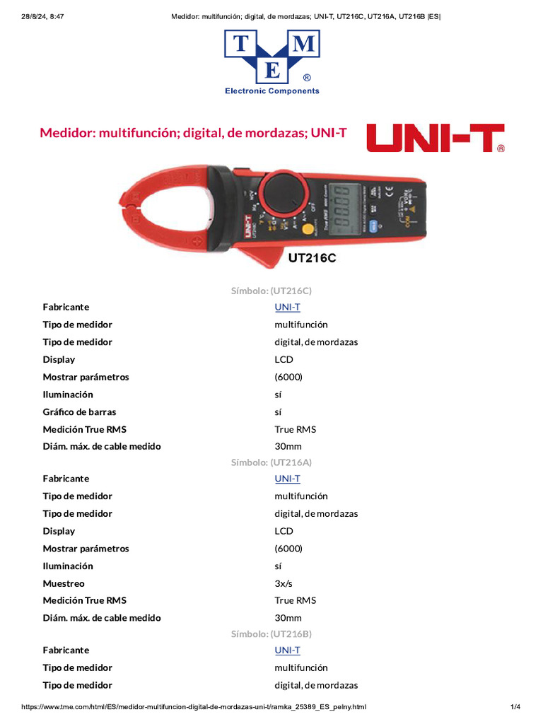 UNI-T-UT 216C - Medidor - Multifunción - ES | PDF