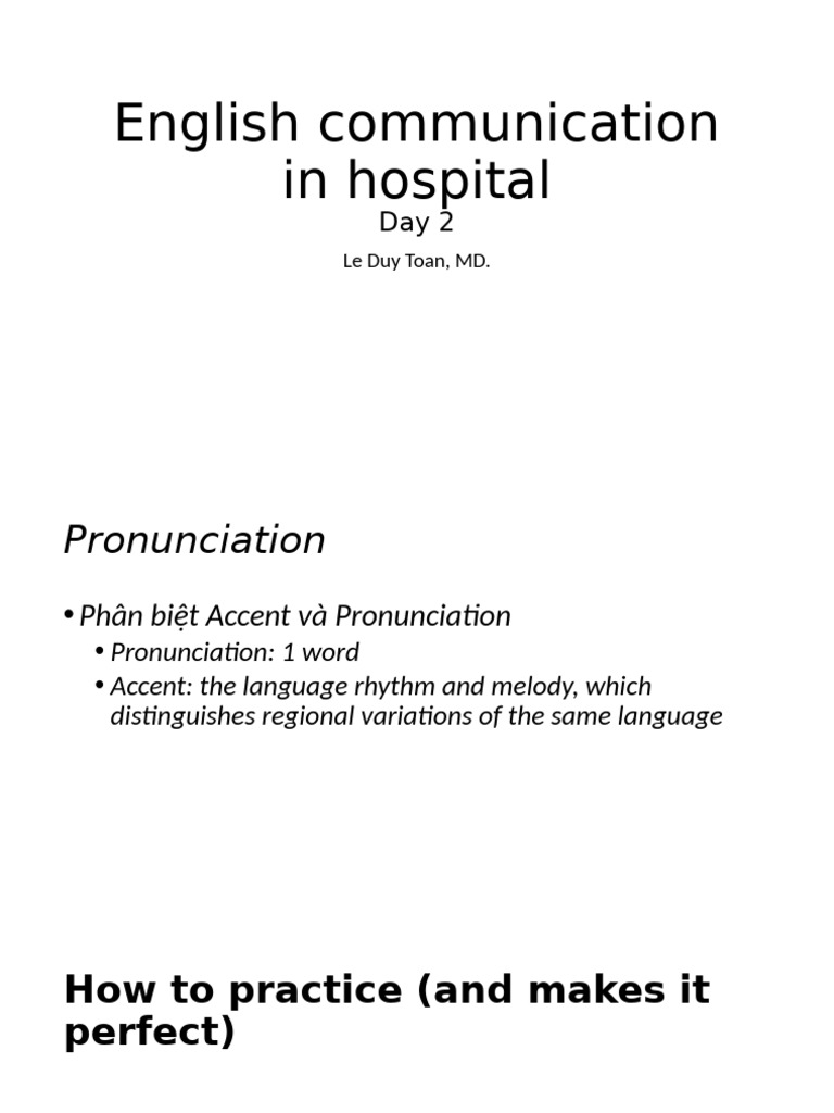 English Communication in Hospital (Day 2) | PDF | Vowel | Linguistics