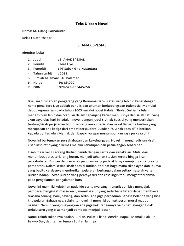 Teks Ulasan Novel | PDF