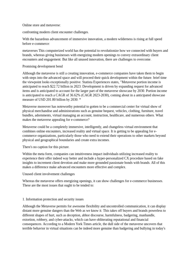 Online Store and Metaverse | PDF