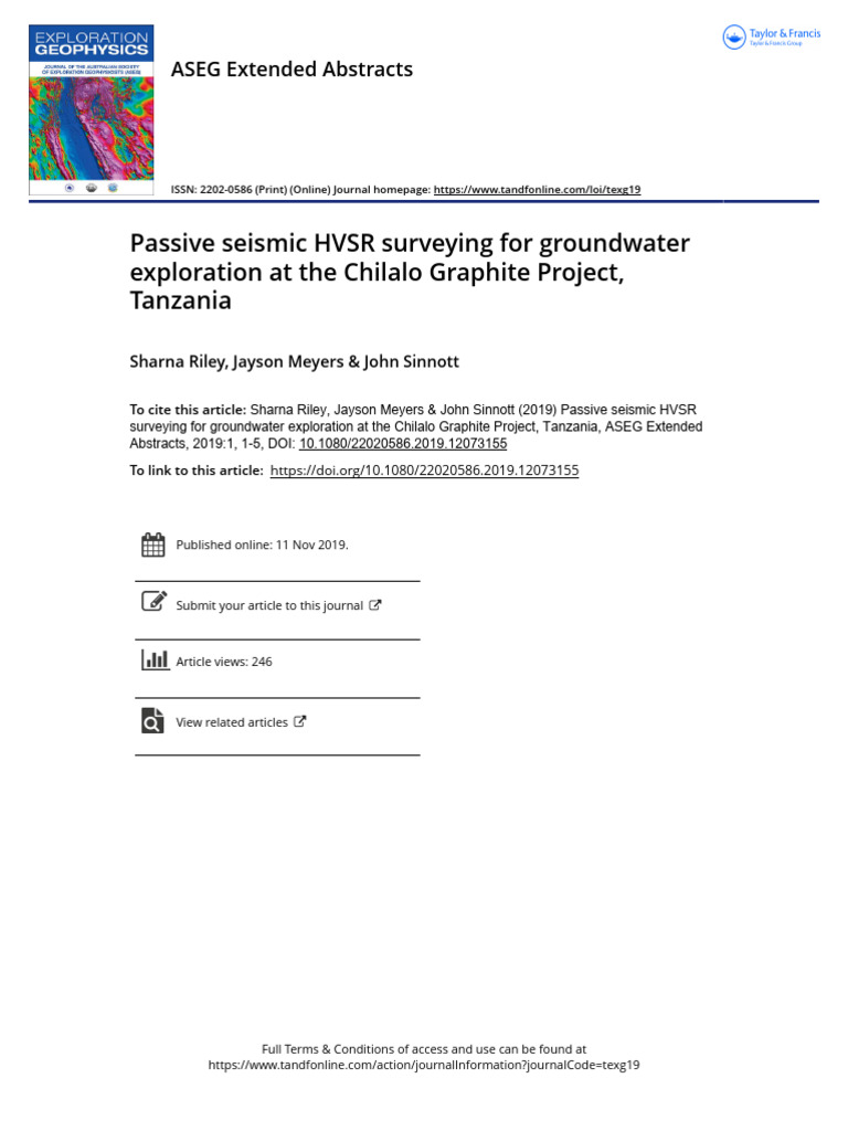 Passive seismic HVSR surveying for groundwater exploration at the ...