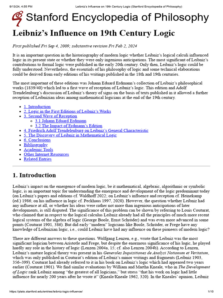 Leibniz's Influence On 19th Century Logic | PDF