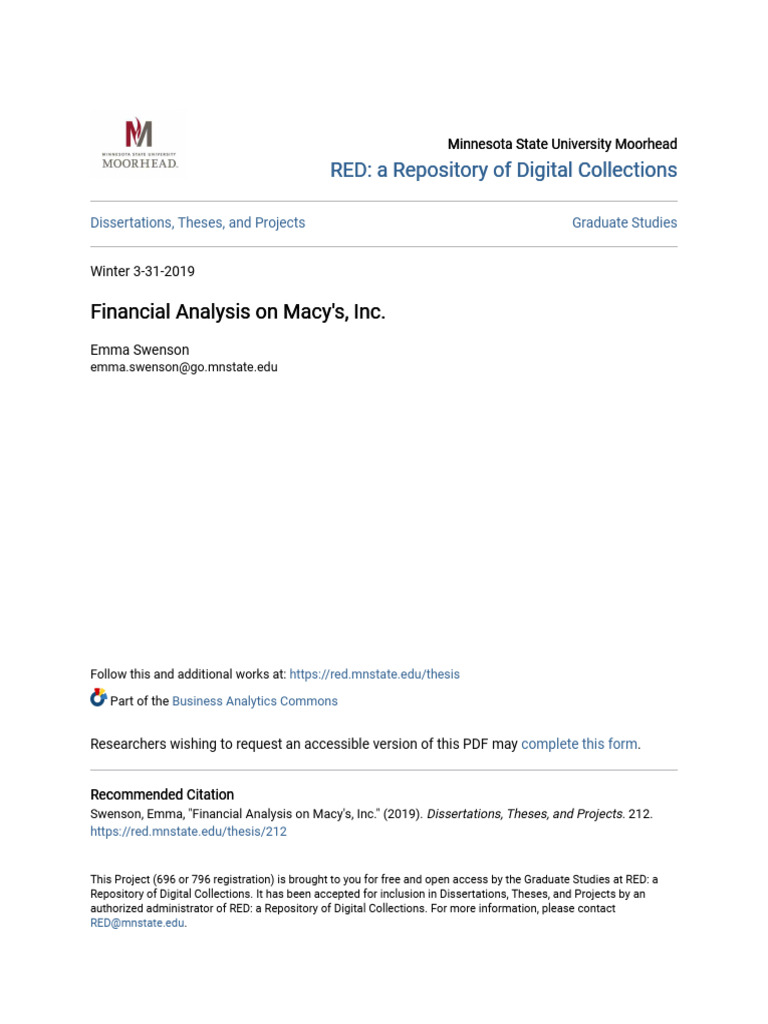Financial Analysis On Macys Inc. | PDF | Retail | Stocks