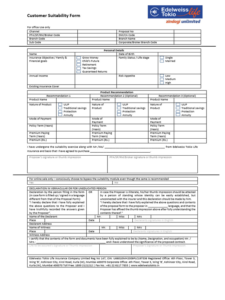 SuitabilityForm 420107139E | PDF | Insurance | Finance & Money Management