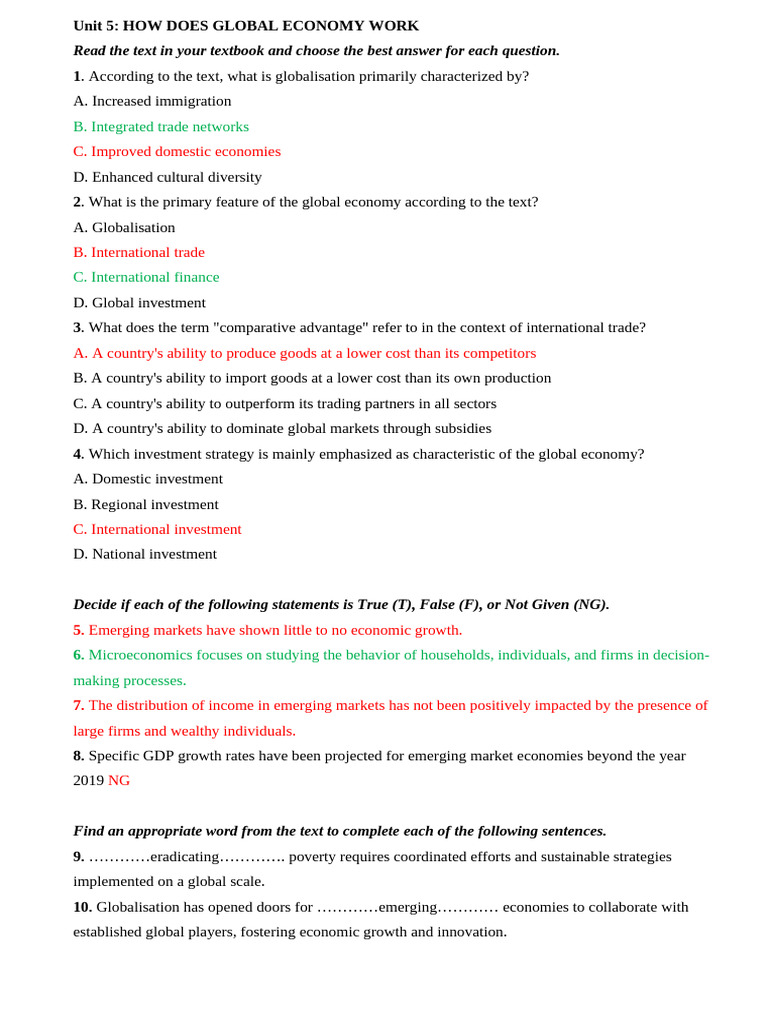 UNIT 5 - READING Handout | PDF
