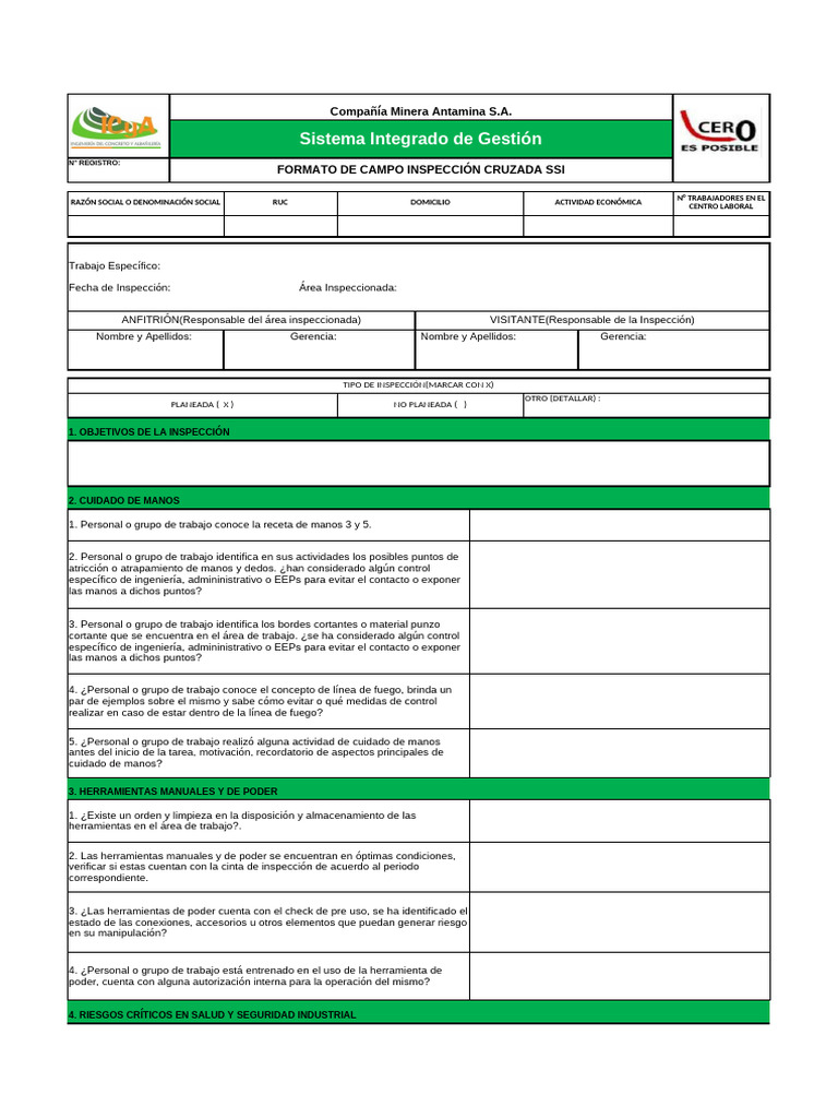 Formato de inspeccion cruzada actualizada | PDF