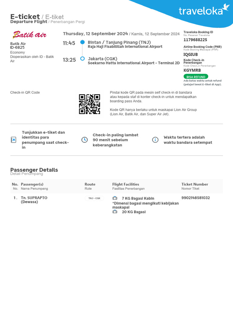 Shintha Ocean Rizki TNJ Kgymrb CGK Flight - Originating | PDF