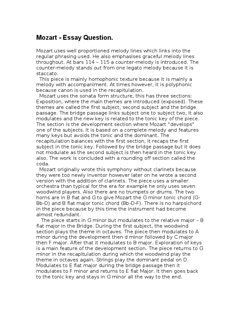 Mozart - Essay Question | PDF