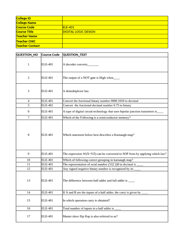 DLD BSCS Semester 2 F | PDF