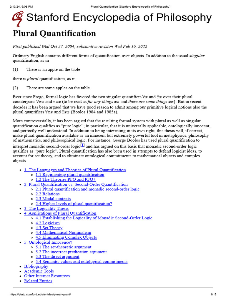 Plural Quantification | PDF