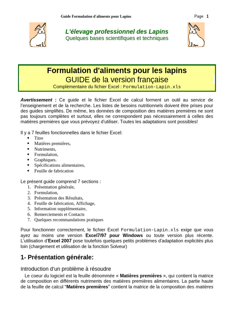 Guide Formulation Aliments Lapins | PDF