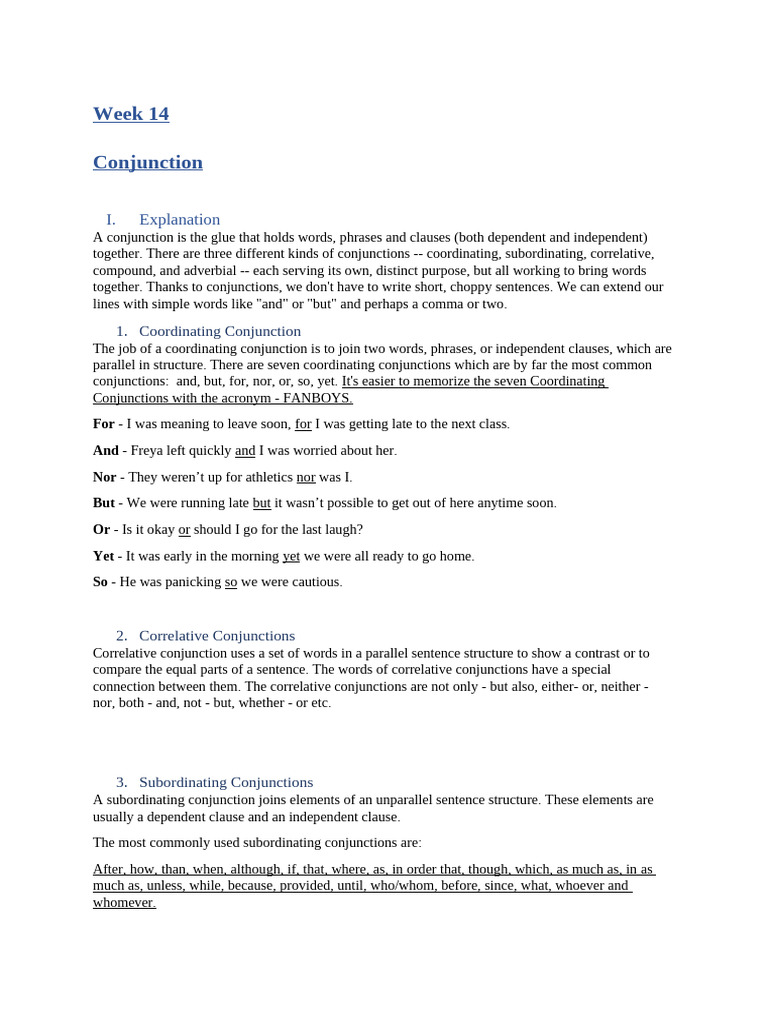 English Material - Conjunctions | PDF | Linguistic Typology | English Grammar