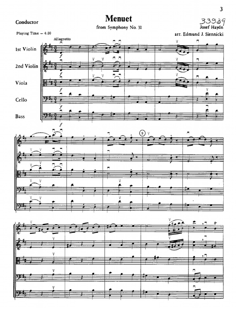 Haydn - Simf. 31 Menuet | PDF