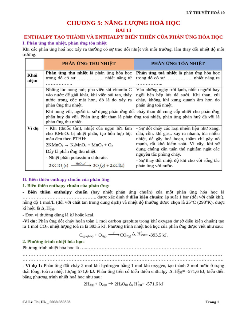 ĐỀ CƯƠNG HÓA 10 HK2 | PDF