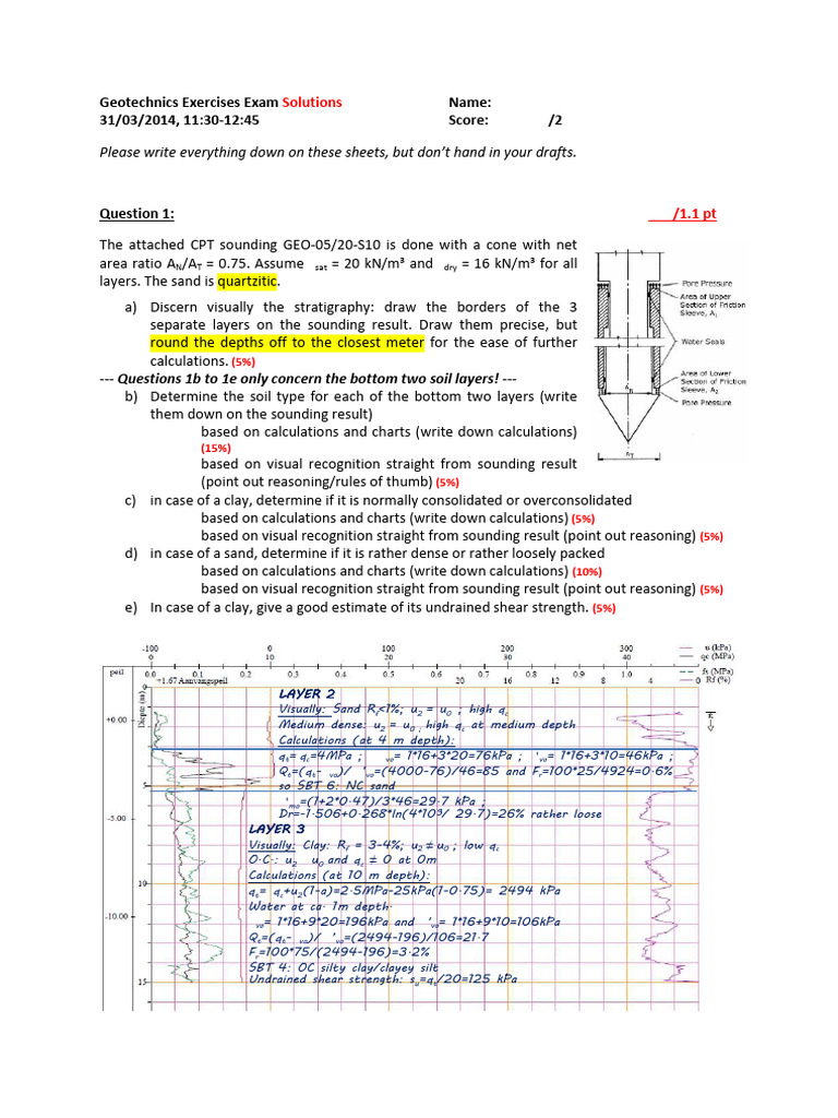 Solved Exercises Geotechnics Exam March 2014 | PDF | Geotechnical Engineering | Teaching Methods ...