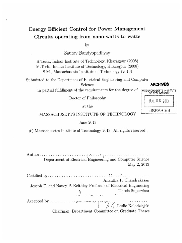Energy Efficient Control For Power Management-MIT | PDF